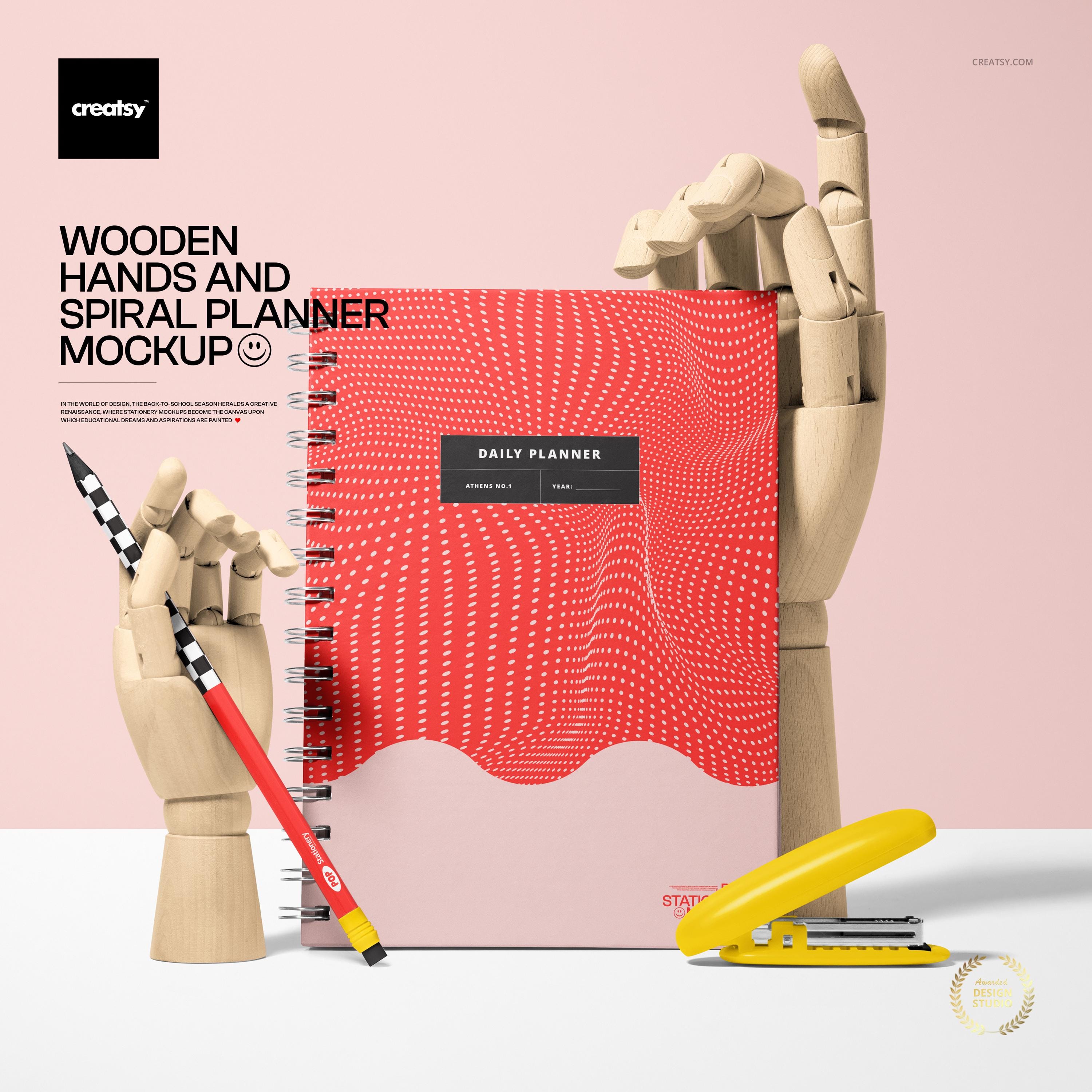 Wooden Hands and Spiral Planner Mockup - Etsy