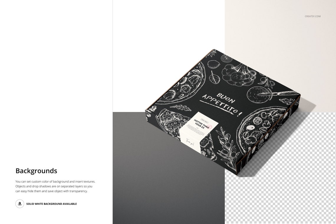 Pizza Box With Sticker Mockup - Etsy