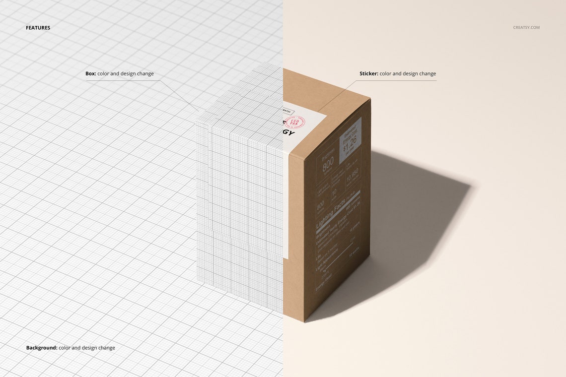Tall Box With Sticker Mockup Set - Etsy