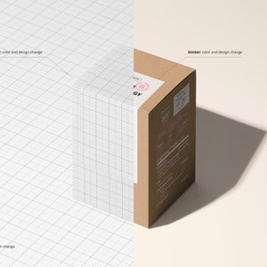 Tall Box With Sticker Mockup Set - Etsy