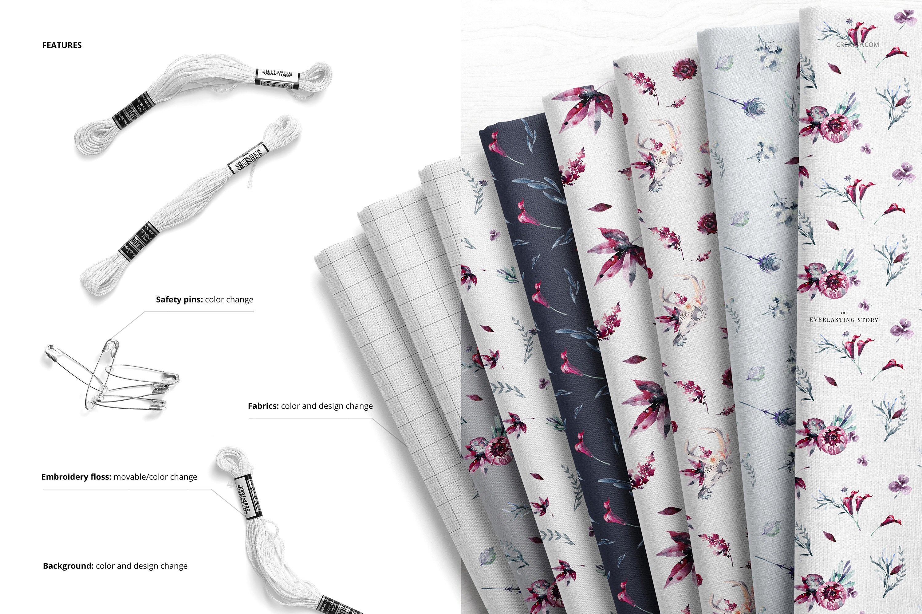 Folded Fabrics Mockup part 46 of Fabric Factory V.6 - Etsy