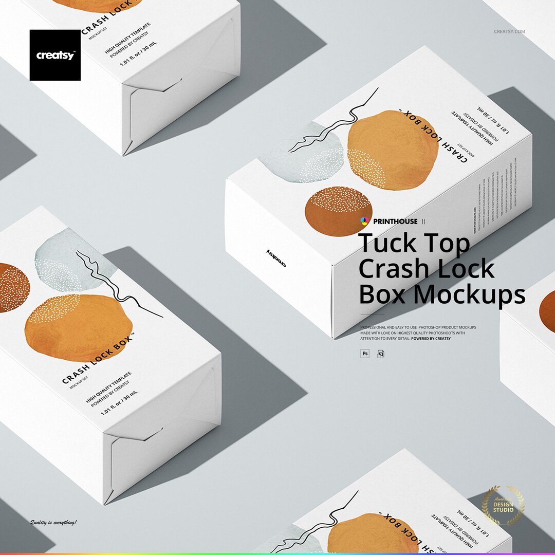 Tuck Top Crash Lock Box Mockup Set - Etsy