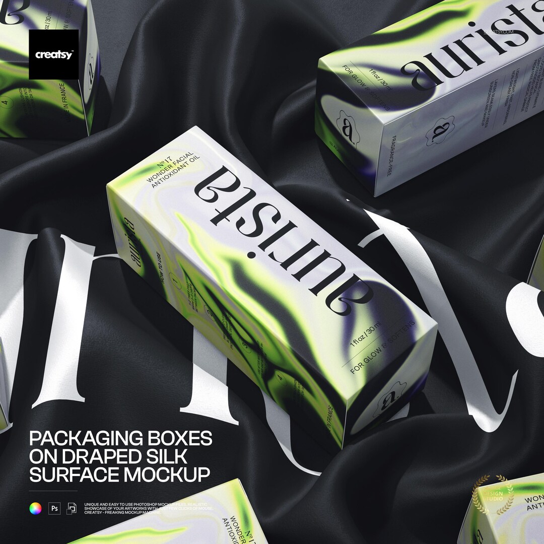 Packaging Boxes on Draped Silk Surface Mockup - Etsy