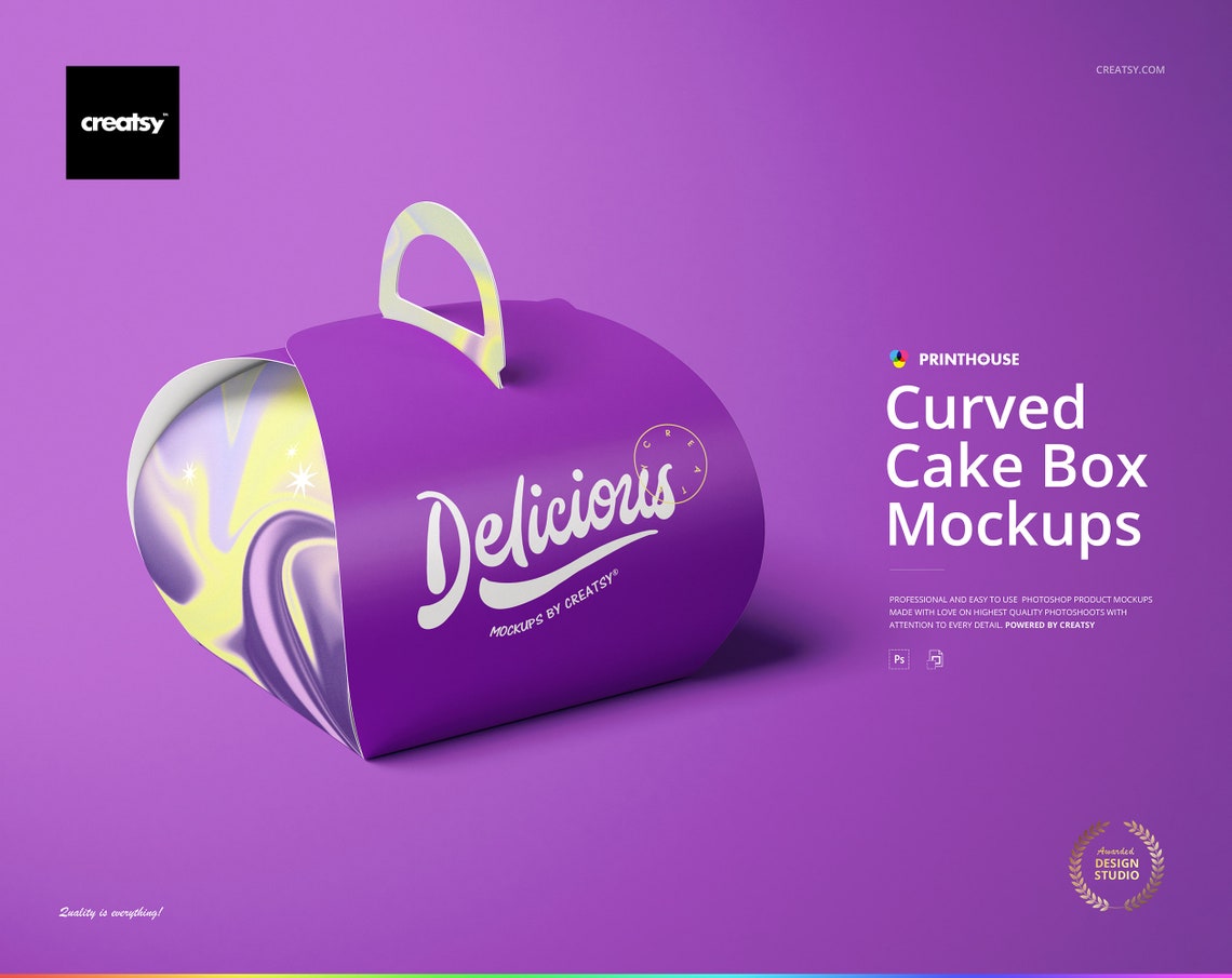 Curved Cake Box Mockup Set - Etsy