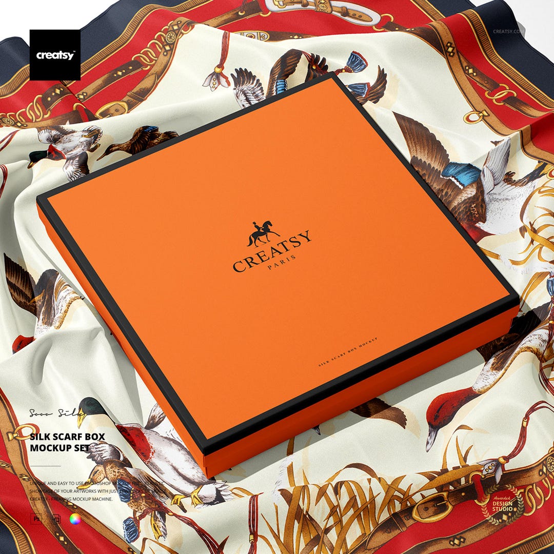 Silk Scarf Box Mockup Set PSD Smart Object Luxury Packaging Branding - Etsy