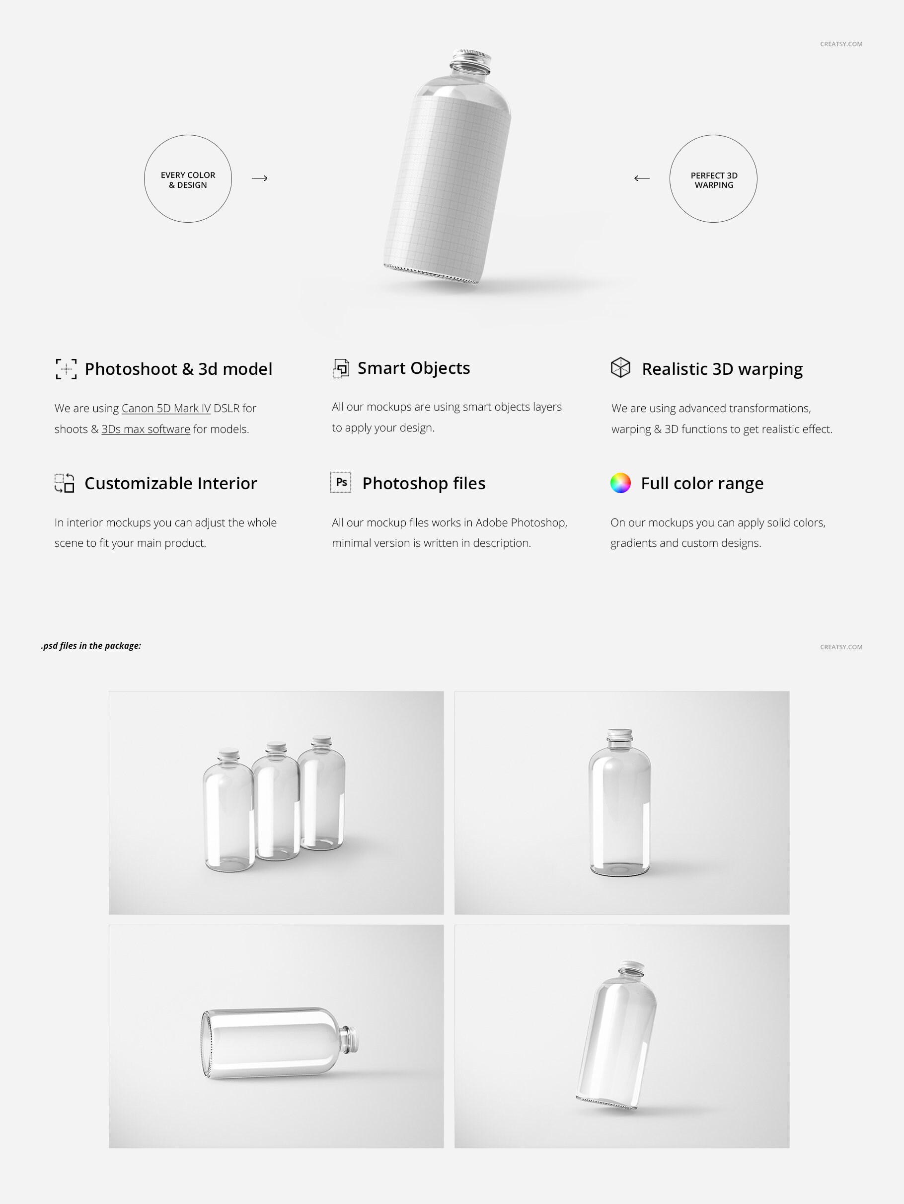 Glass Bottle Mockup Set v.2 water edition Bottle Mockup | Etsy