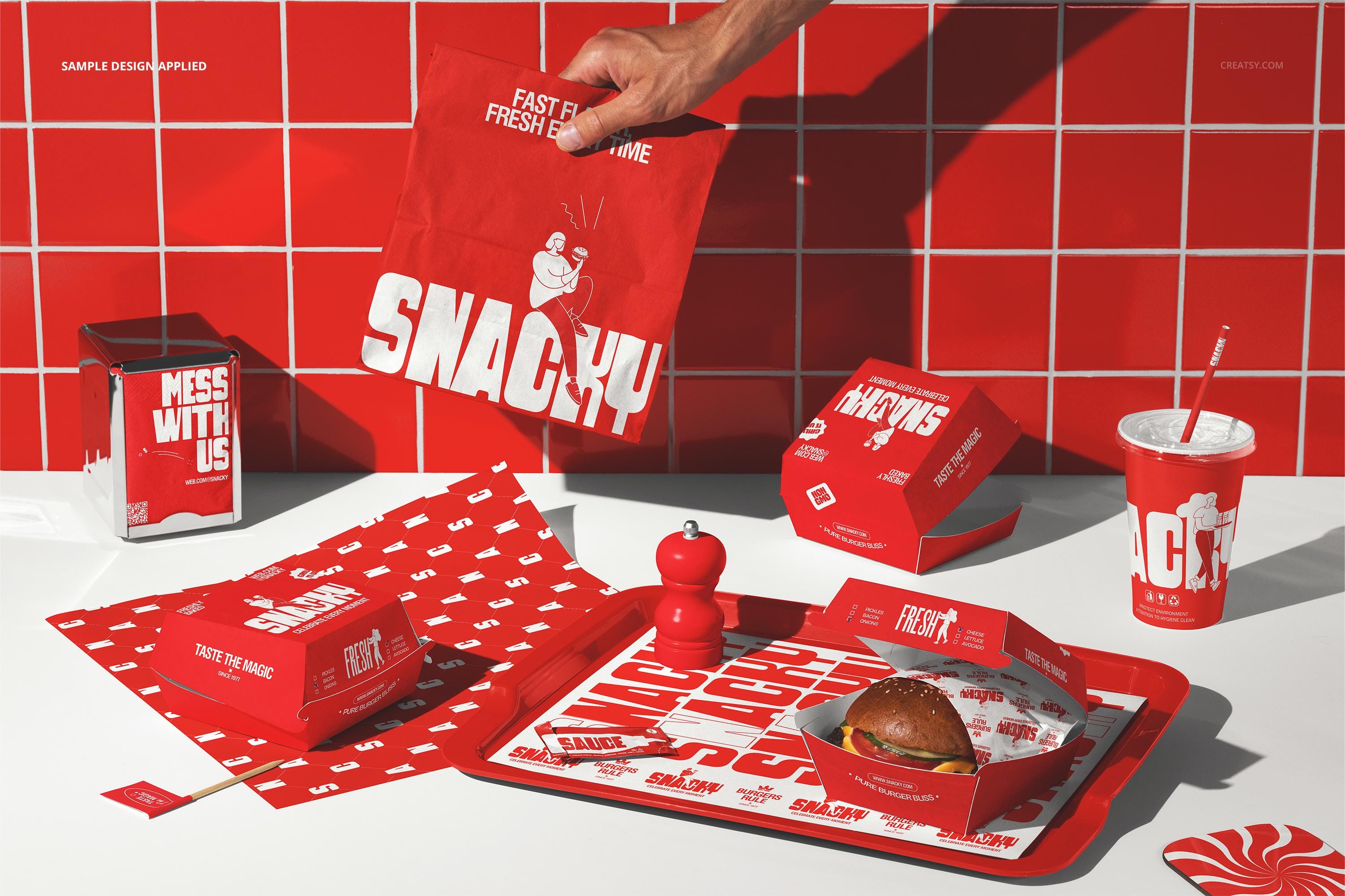 Burger Packaging and Branding Set Mockup - Etsy