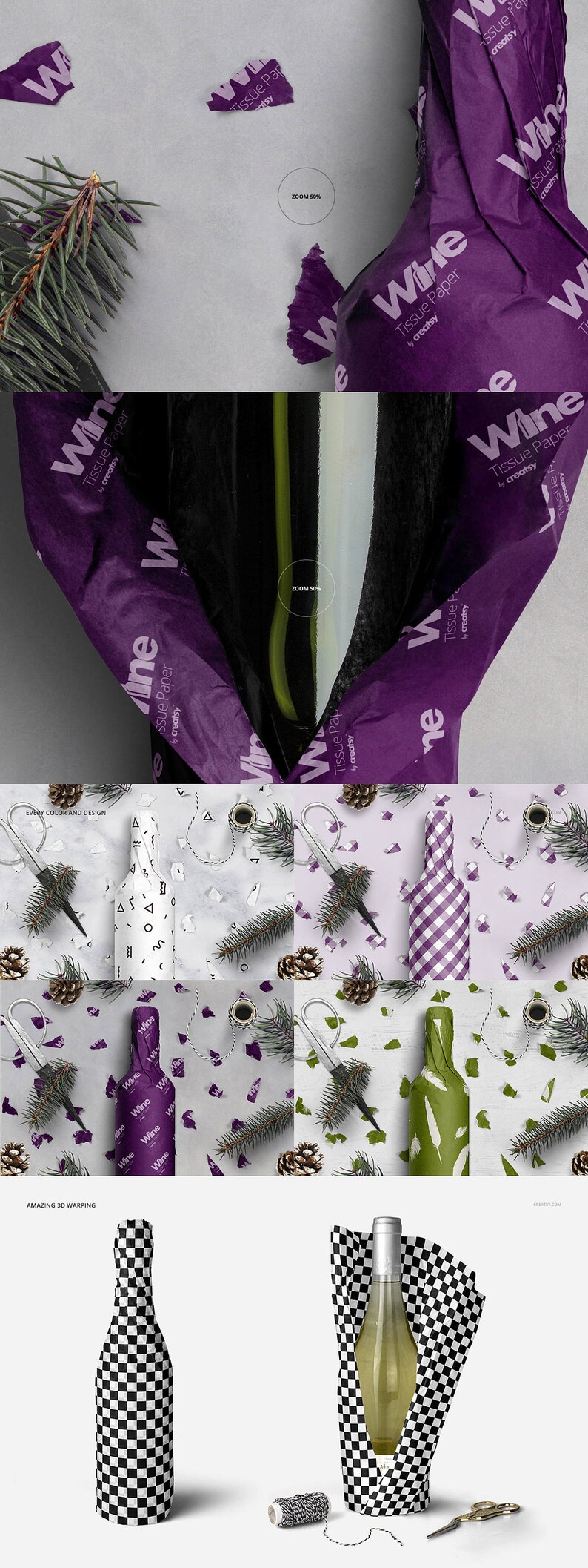 Wine Wrapping Tissue Paper Mockup Set Wrapping Paper | Etsy
