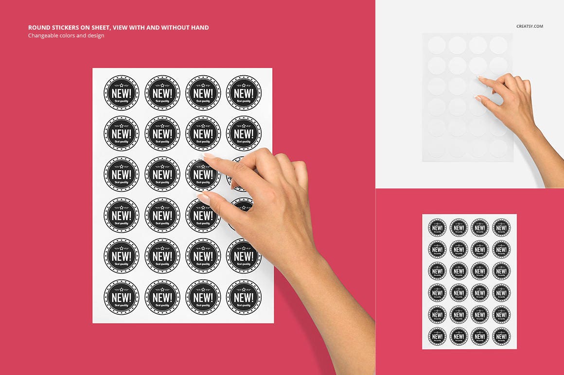 Round and Square Stickers Mockup Set Custom Printed Circle | Etsy