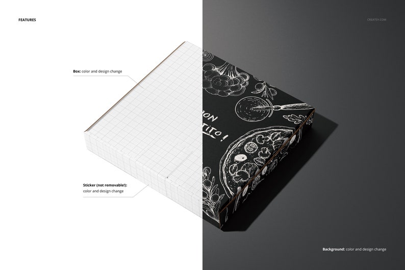 Pizza Box With Sticker Mockup - Etsy