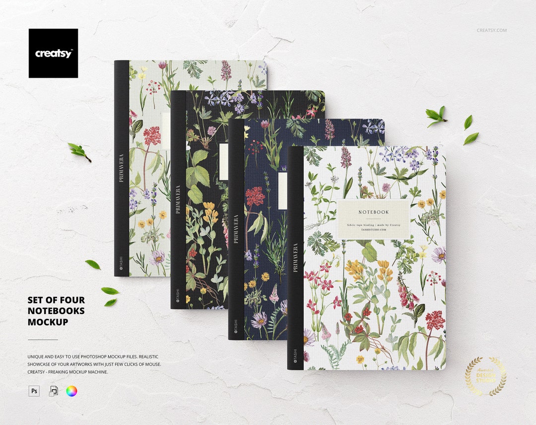 Set of 4 Notebooks Mockup - Etsy