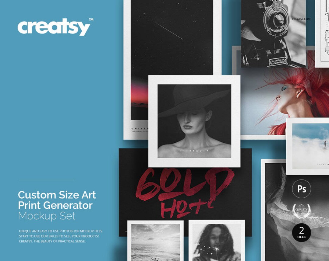 Art Print Generator Mockup Set, Wall Art, Each Size, - Etsy