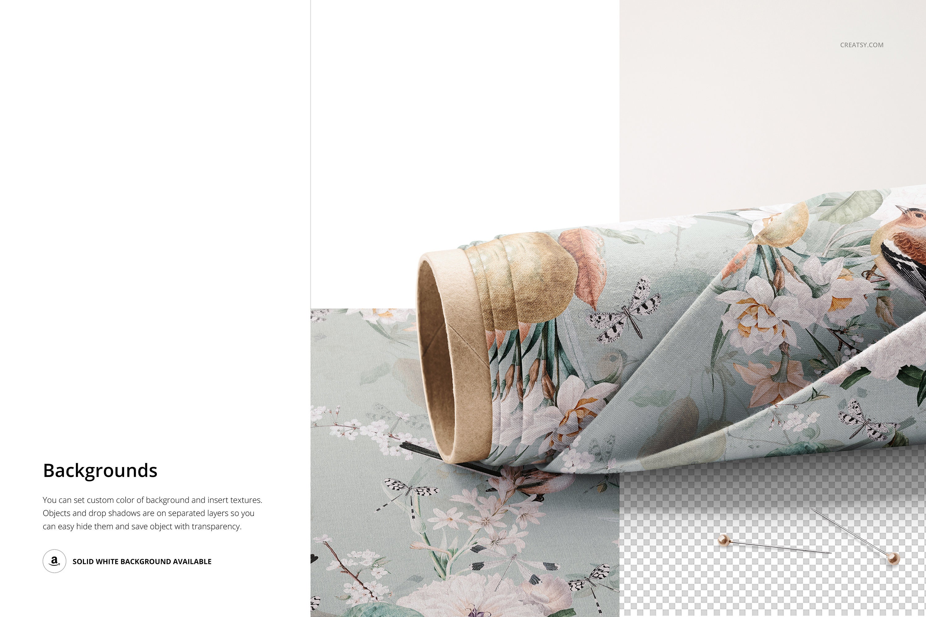 Fabric Roll Mockup part 34 of Fabric Factory V.6 - Etsy
