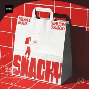 Custom Printed Fast Food Paper Bag Mockup - Etsy