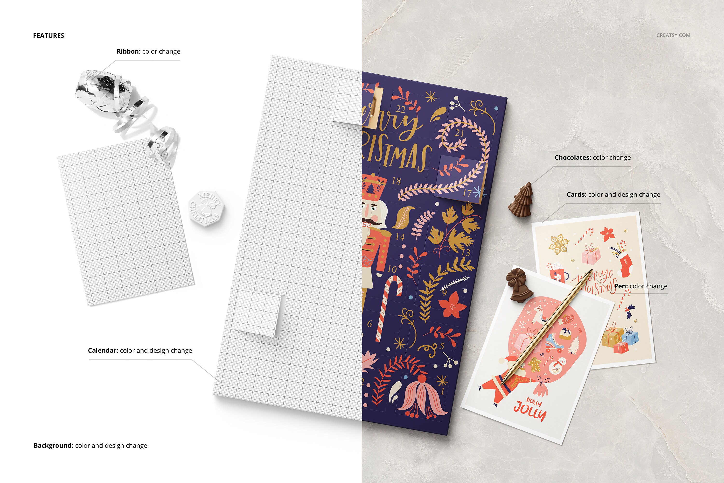 Paper Advent Calendar Mockup Set - Etsy