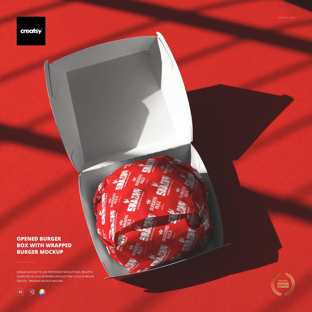 Opened Burger Box With Wrapped Burger Mockup - Etsy