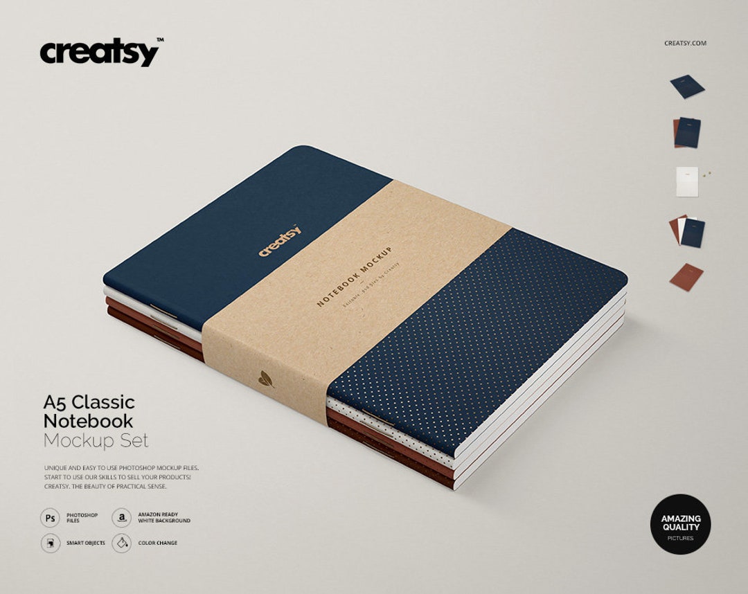 A5 Classic Notebook Mockup Set, Notebook Template, Custom Notebook ...