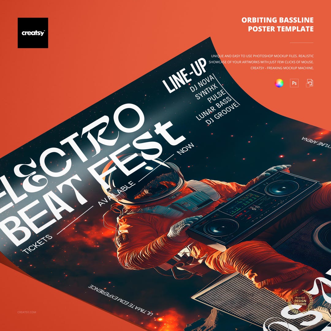 Orbiting Bassline Poster Template - Etsy