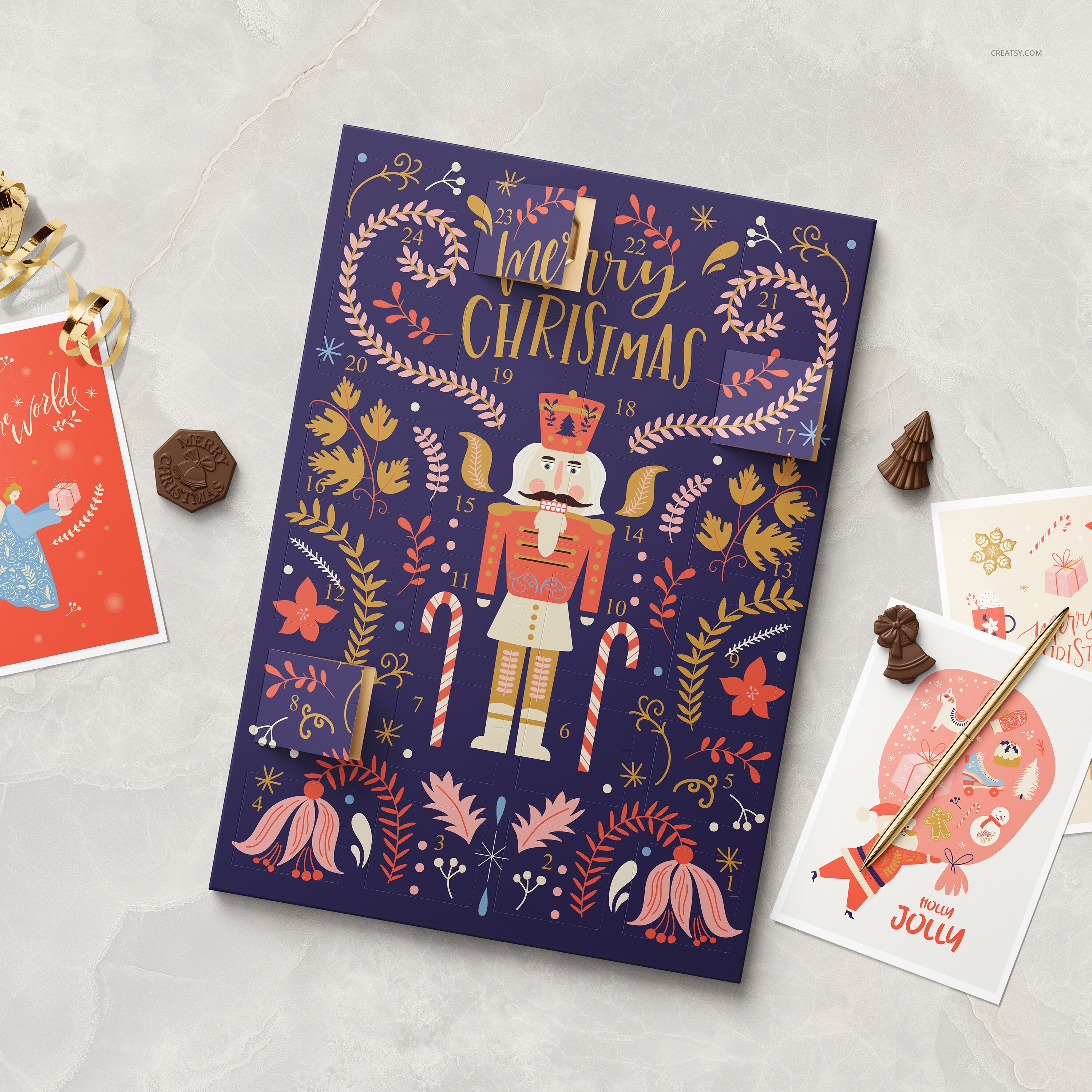 Paper Advent Calendar Mockup Set - Etsy