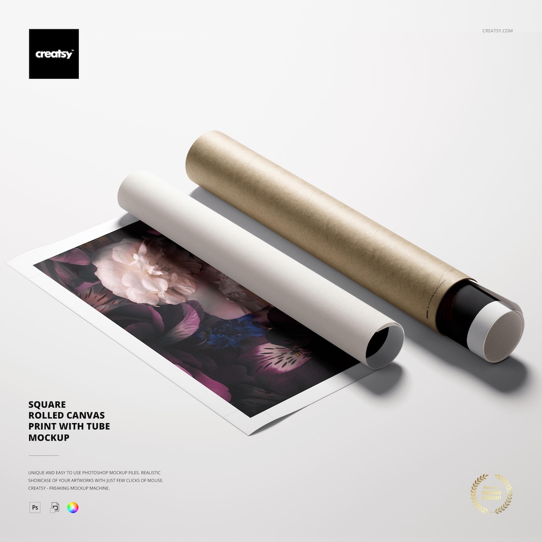 Square Rolled Canvas Print With Tube Mockup - Etsy