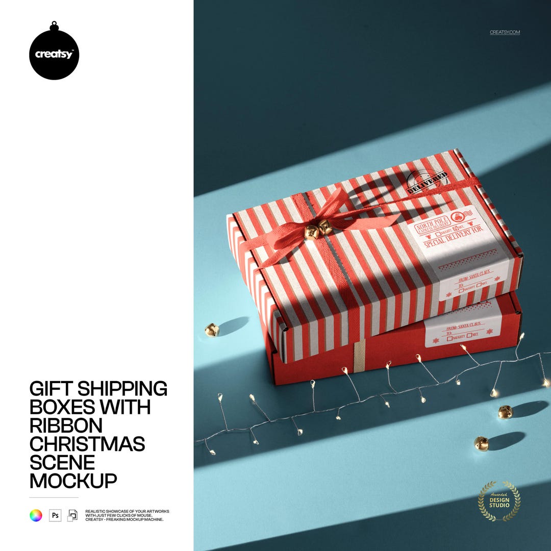 Gift Shipping Boxes With Ribbon Christmas Scene Mockup - Etsy