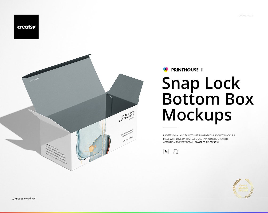 Snap Lock Bottom Box Mockup Set - Etsy