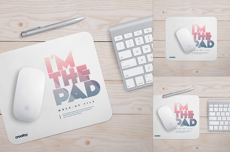 Rectangular Mouse Pad Mockup Set On Wooden Background | Etsy