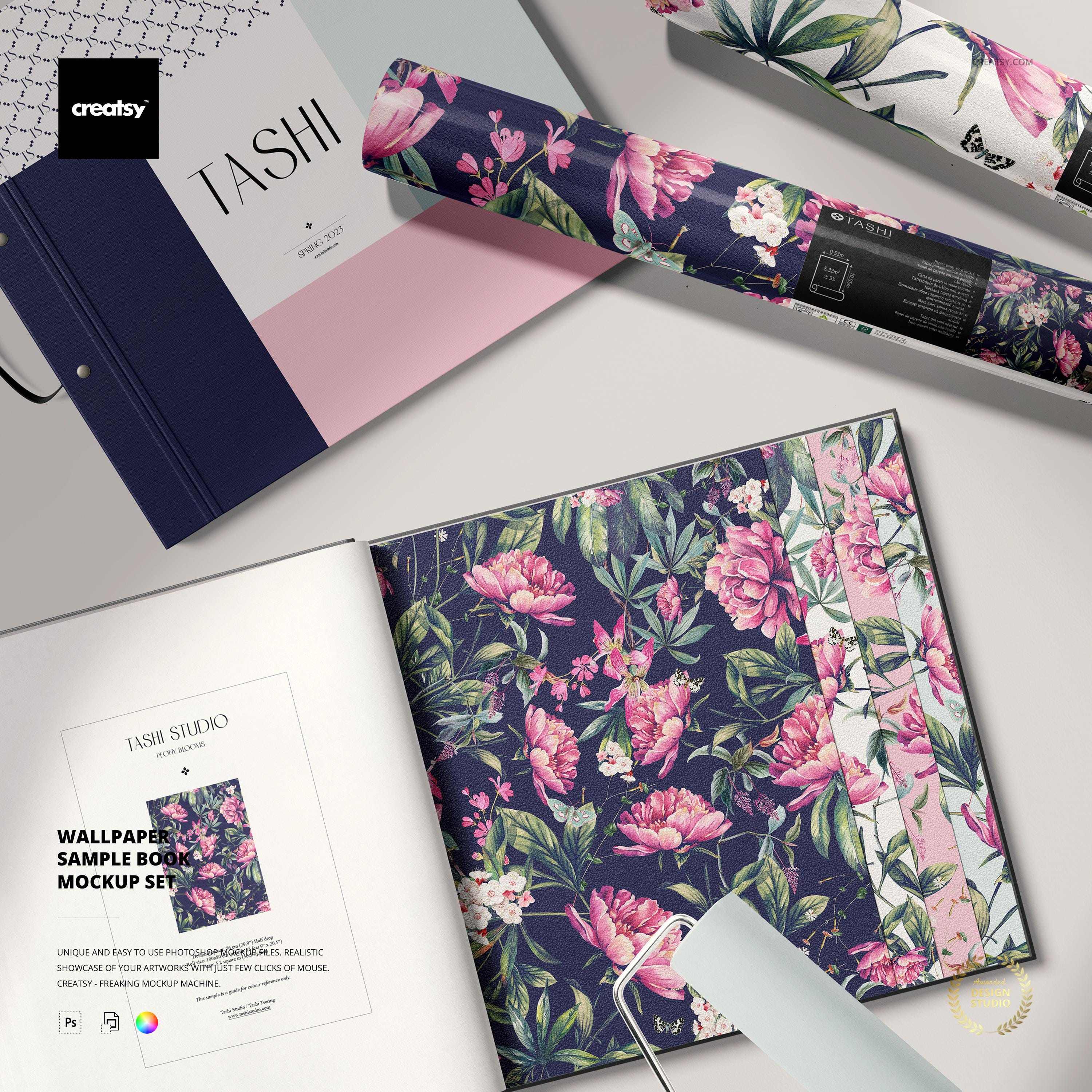 Wallpaper Sample Book Mockup Set Ring Binder Catalog Presentation PSD ...