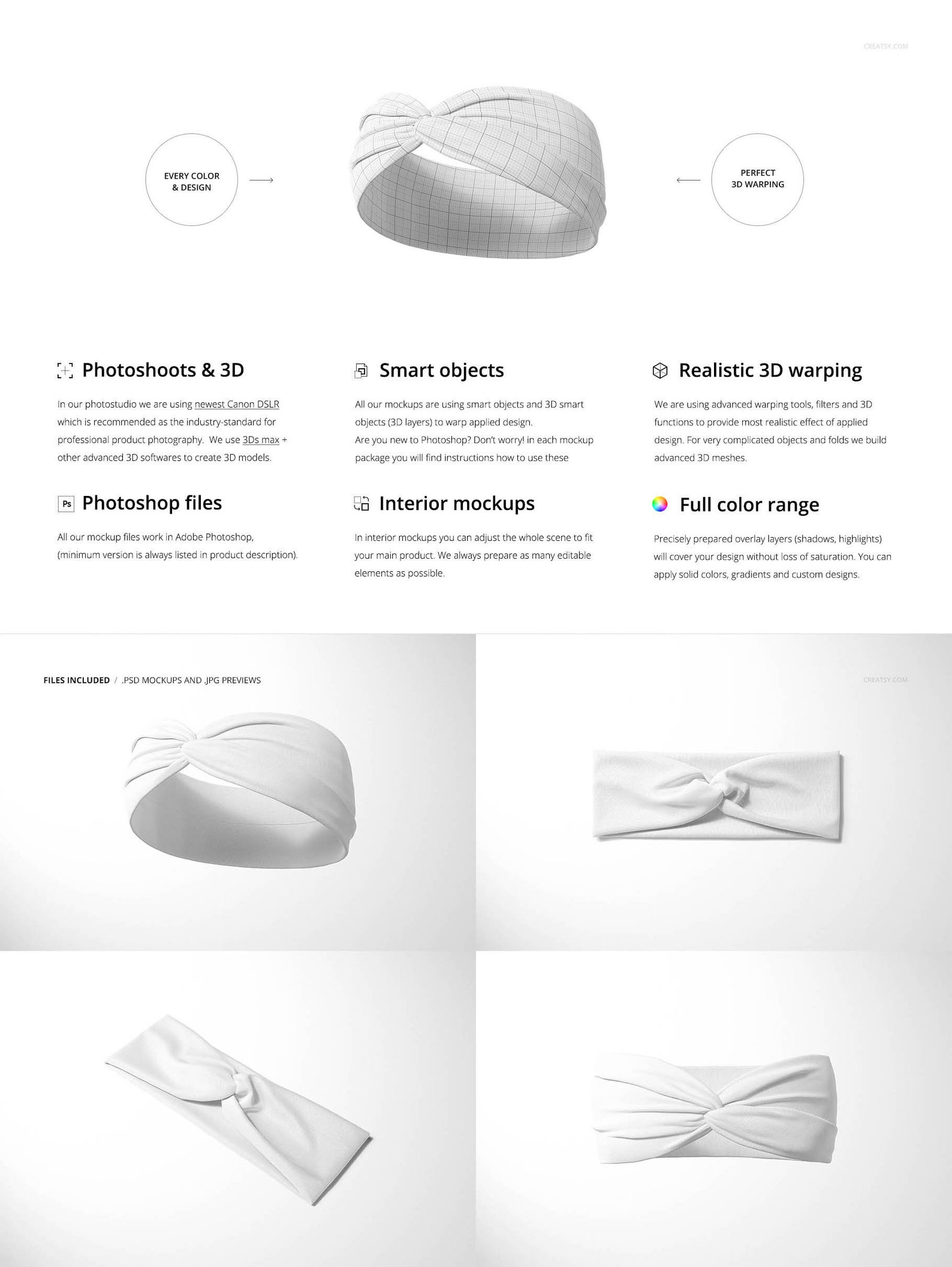 Faux Knot Headband Mockup Set | Etsy