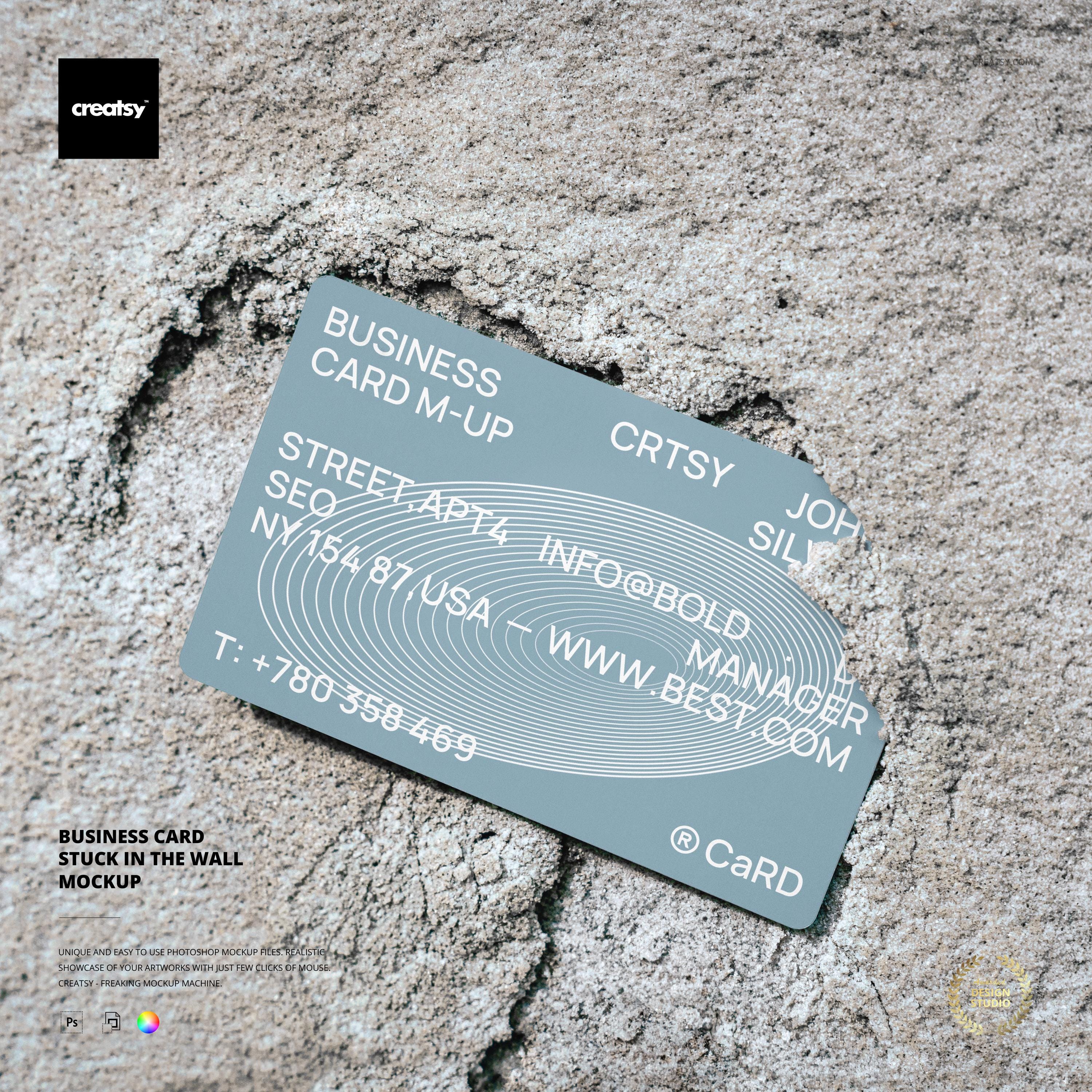 Business Card Stuck in the Wall Mockup - Etsy