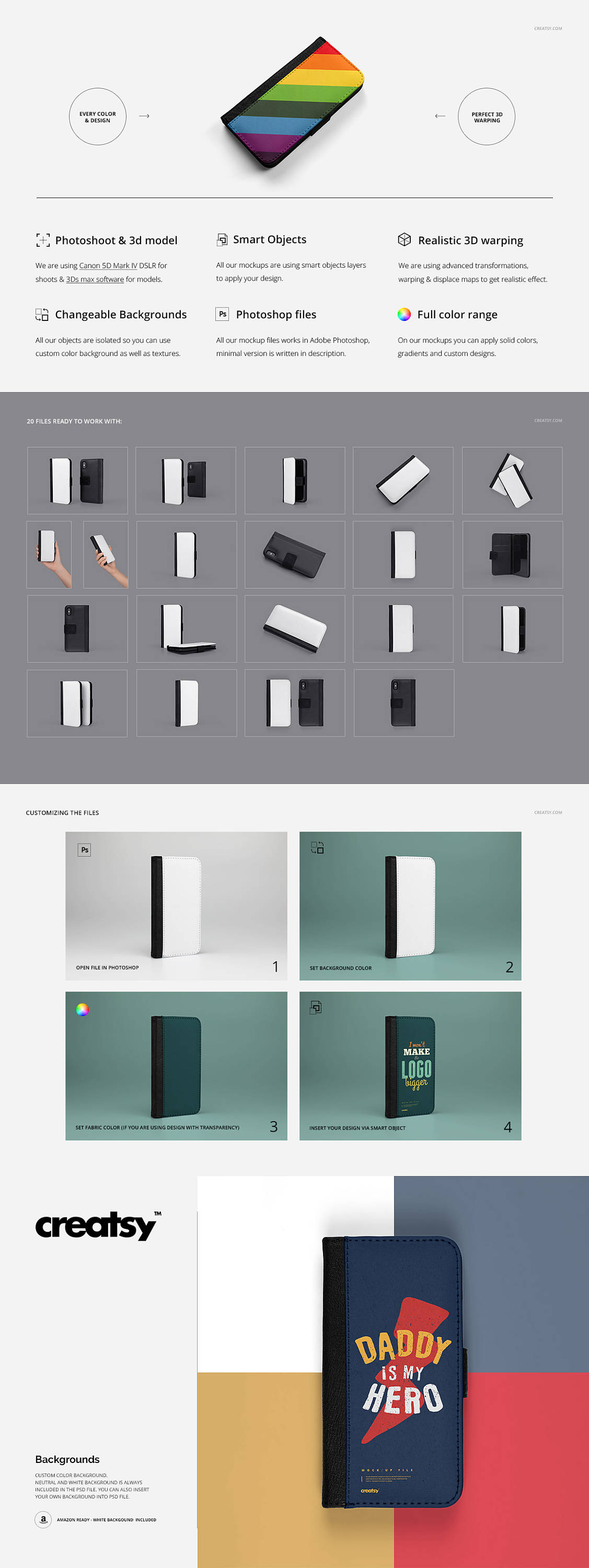 Iphone X Foldable Case Mockup Set Iphone 10 Template Custom - Etsy UK