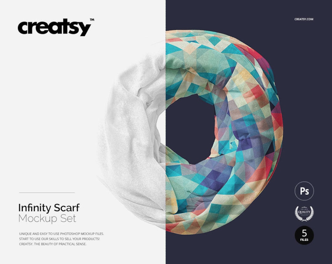 Infinity Scarf Mockup: Chiffon Fabric Template (5 PSD Files) - Etsy