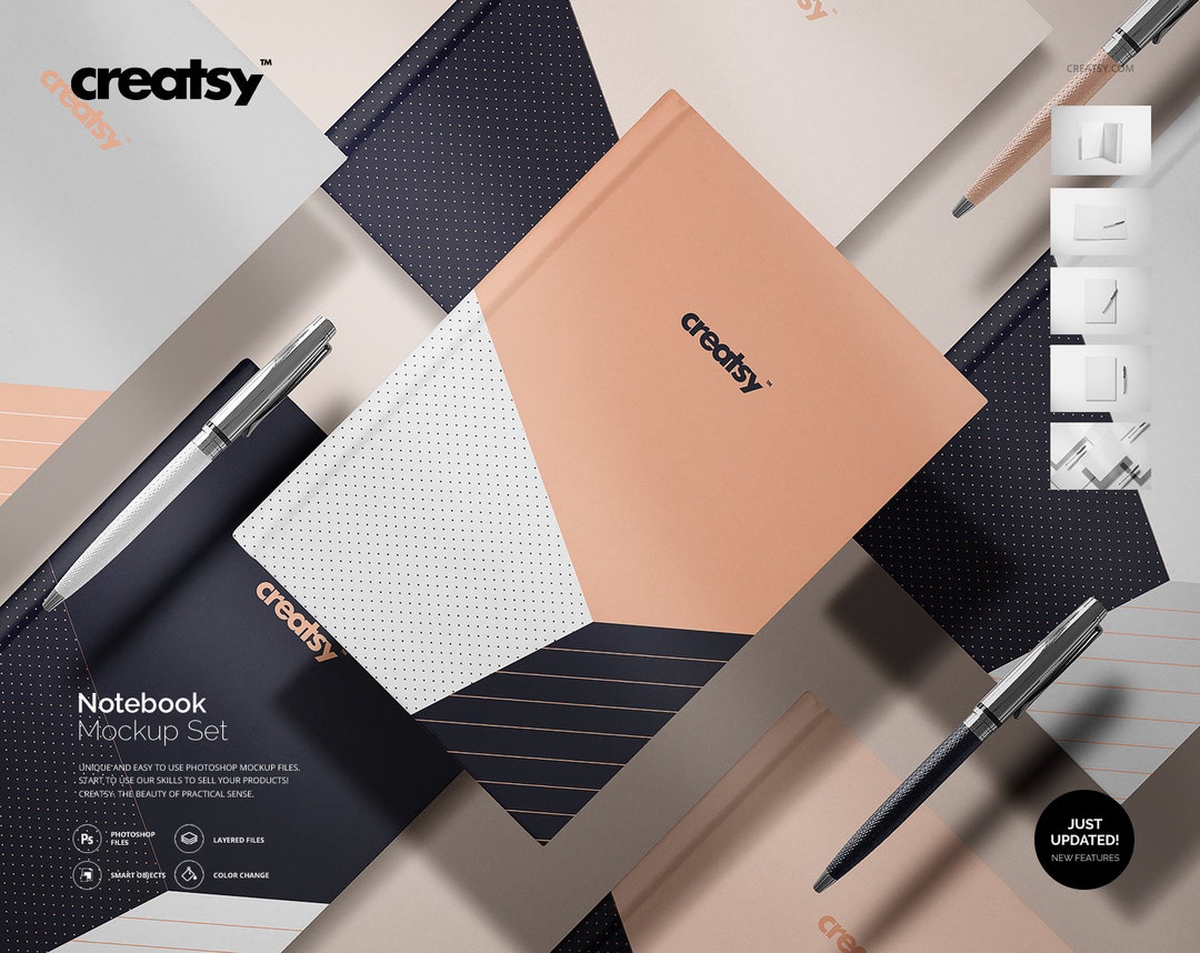 Notebook Mockup Set 3, Personalized Notebook Mockup Bundle, Notepad ...