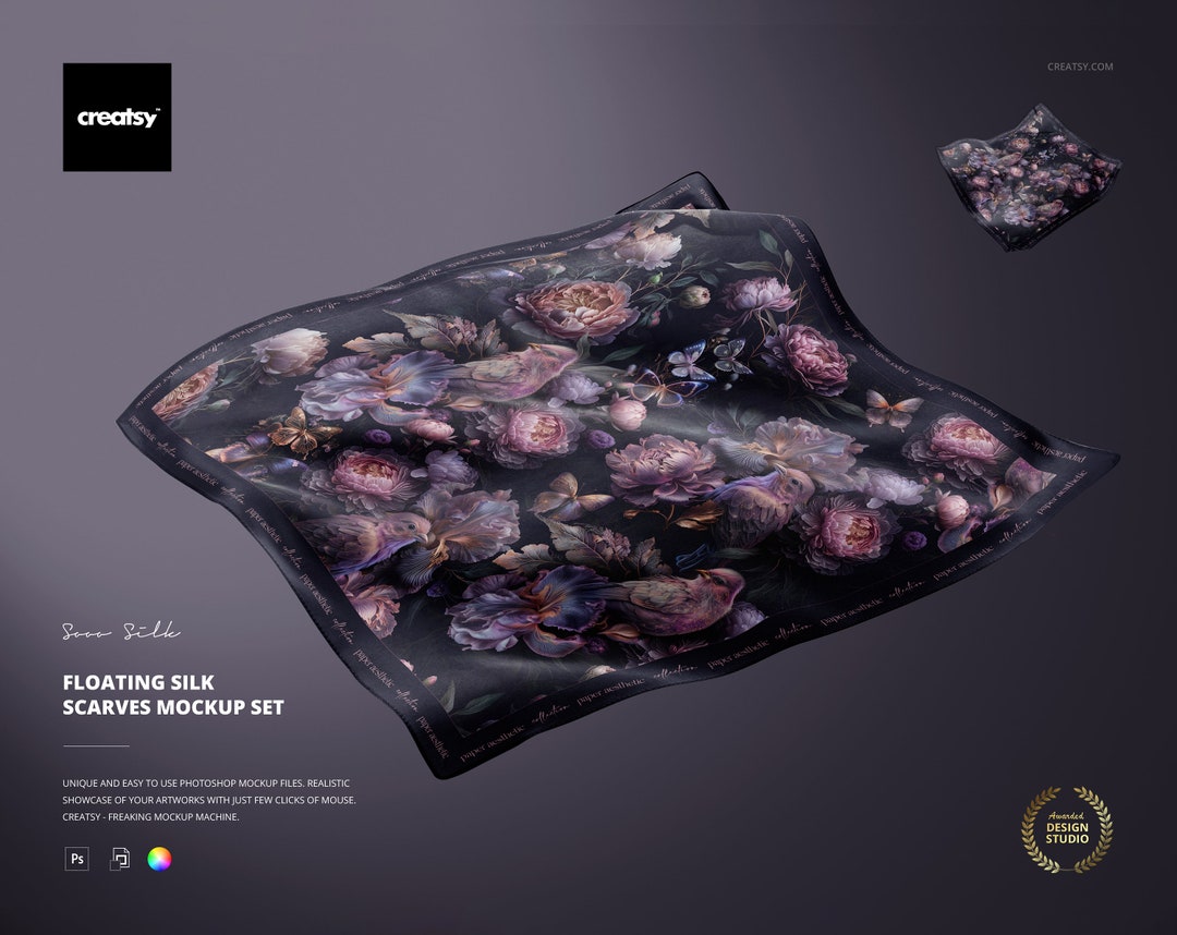 Floating Square Silk Scarves Mockup Set - Etsy