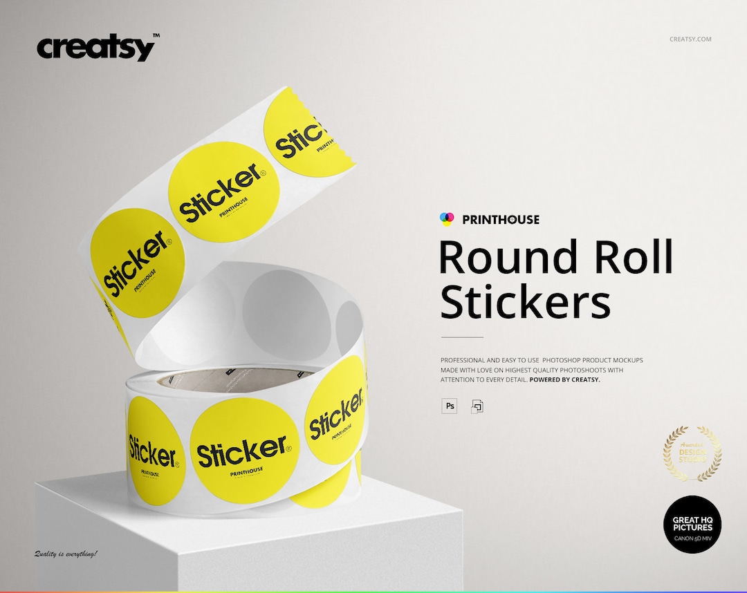 Round Roll Stickers Mockup Set - Etsy