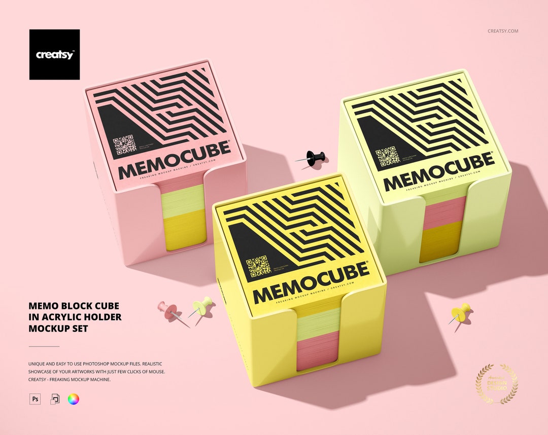 Memo Block Cube in Acrylic Holder Mockup Set - Etsy