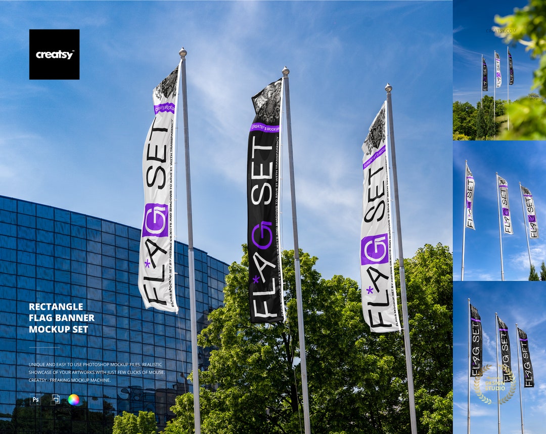 Rectangle Flag Banner Mockup Set - Etsy