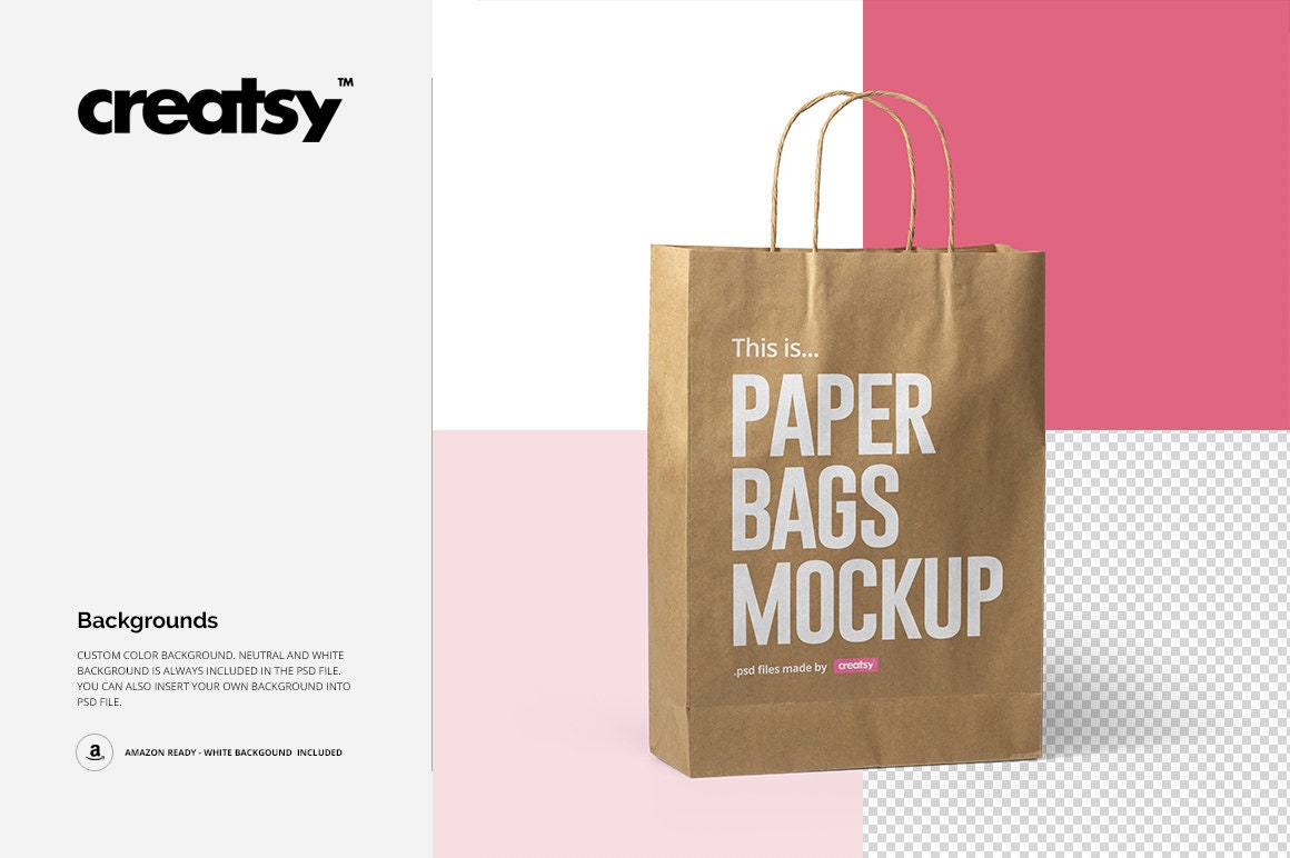 Paper Bag Mockup Set: Kraft & Custom Color (PSD) - Etsy