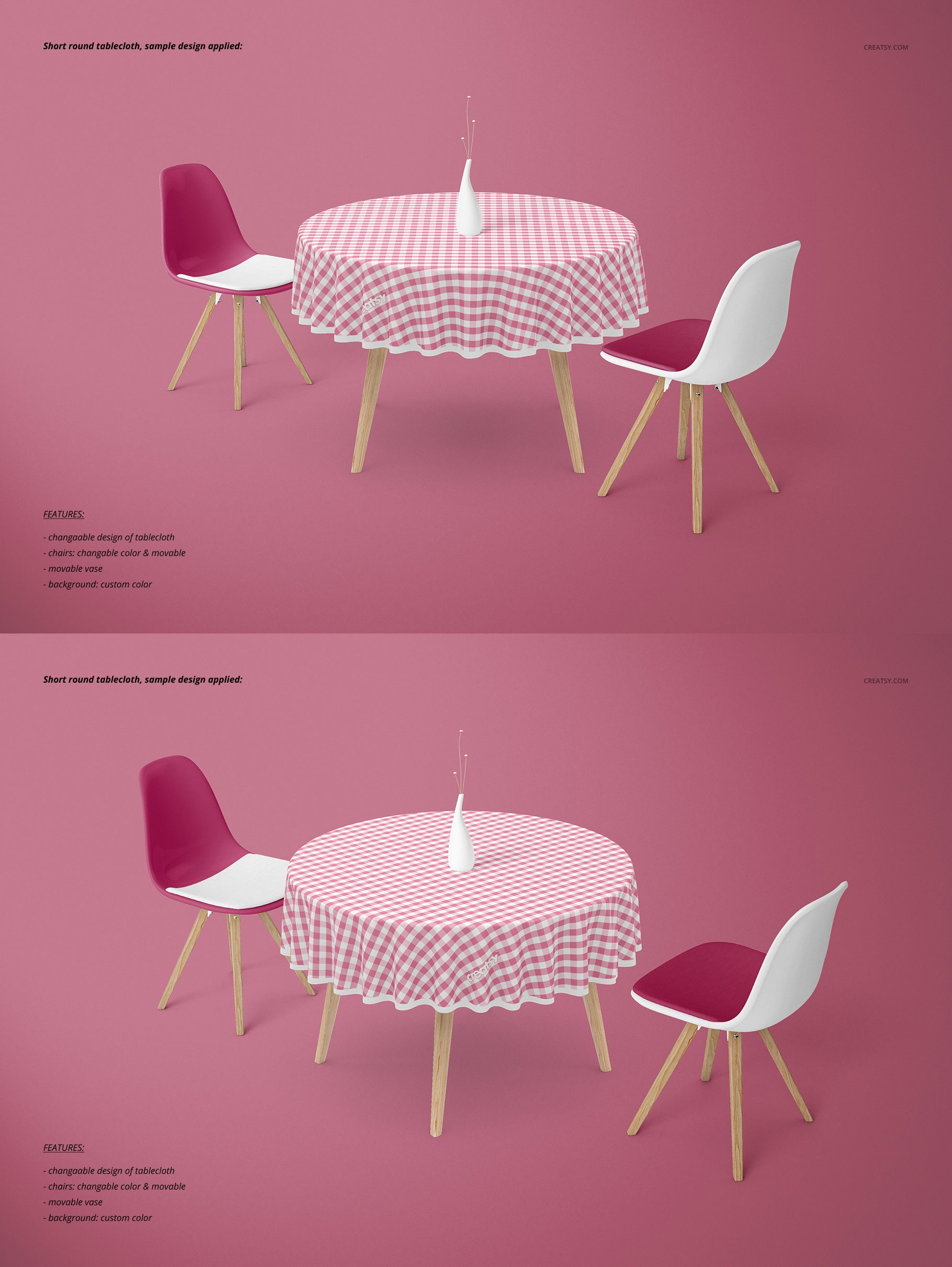 Round Tablecloth Mockup Set Tablecloth Template Custom | Etsy