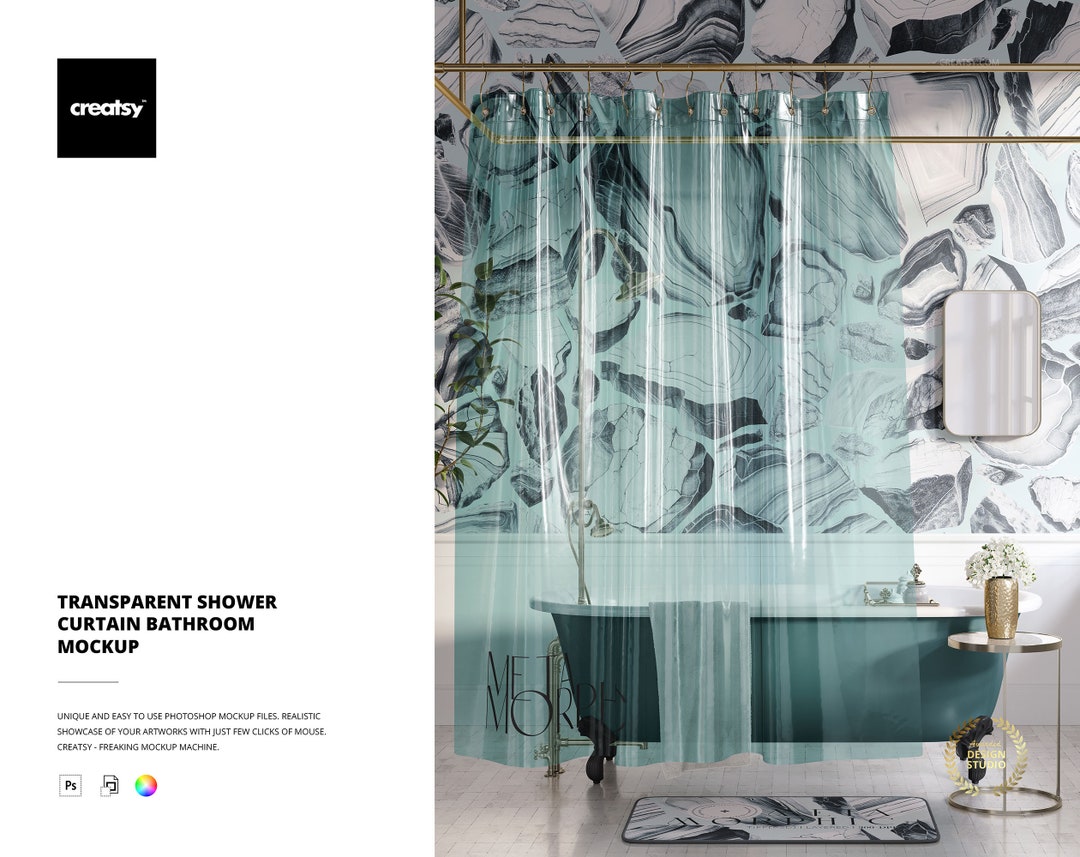 Transparent Shower Curtain Bathroom Mockup - Etsy