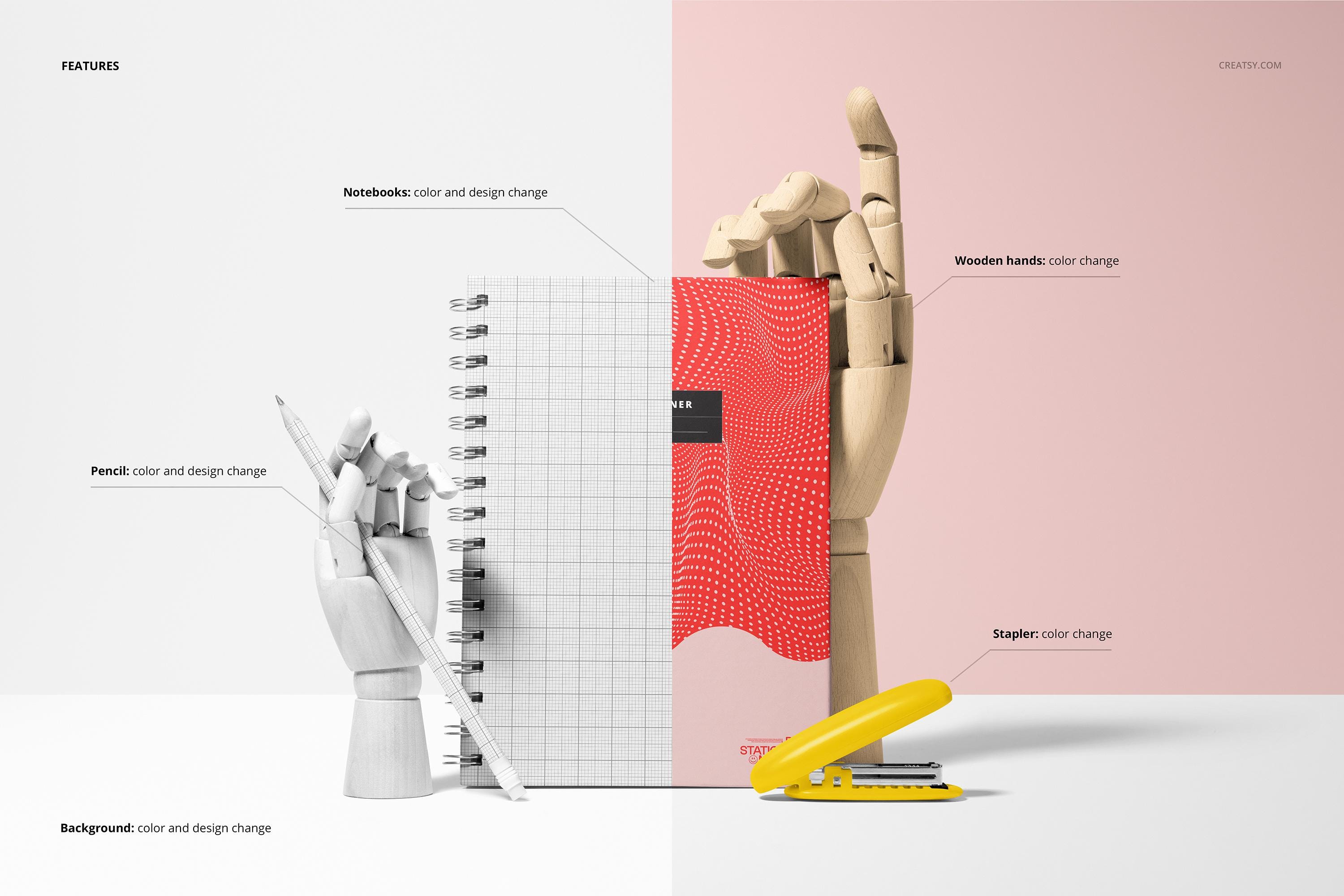 Wooden Hands and Spiral Planner Mockup - Etsy
