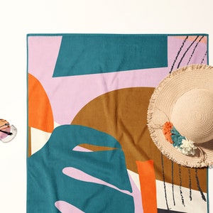 Beach Towel Mockup Set 2, Towel Template, Square Beach Towel on Sand ...