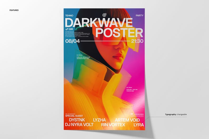 Neon Fusion Poster Template - Etsy