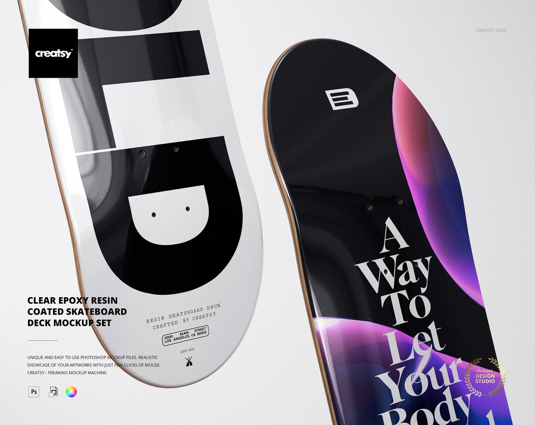 Clear Epoxy Resin Coated Skateboard Deck Mockup Set - Etsy