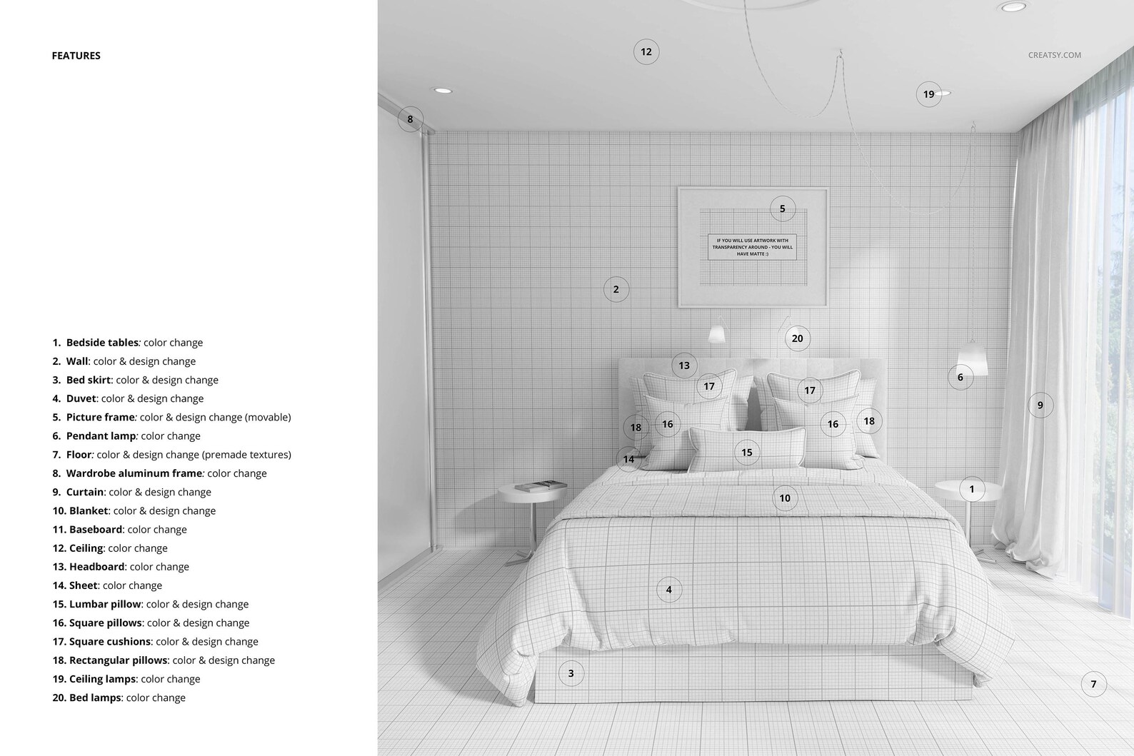 Bedroom Scene: Bedding Mockup Bed Scene Throw Pillows - Etsy