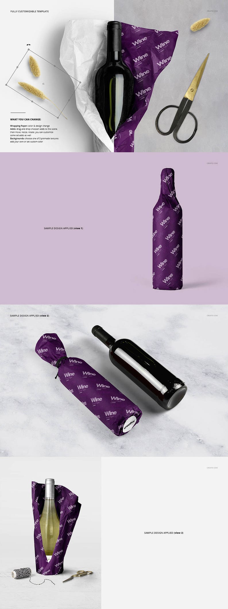 Wine Wrapping Tissue Paper Mockup Set Wrapping Paper - Etsy