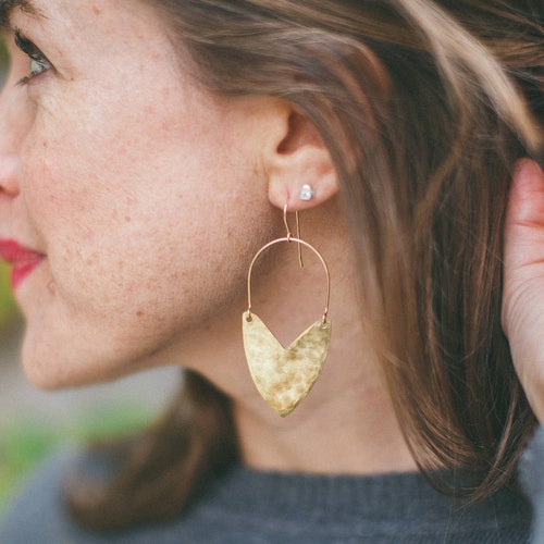 Earring Brass Tulip Shield Mini ENARMOURED - Etsy