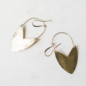 Earring Brass - Tulip Shield Mini - Statement Earrings - Wearable Art ...