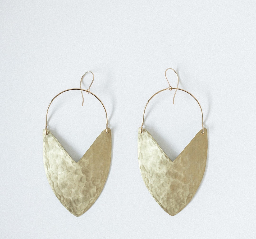 Earring Brass - Tulip Shield Large - Statement Jewellery - Wearable Art ...