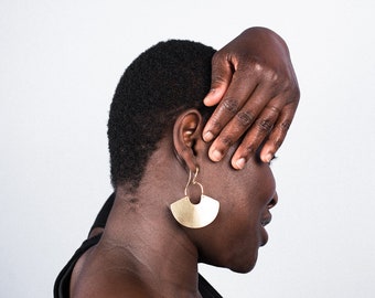 Earring Brass Tulip Shield Mini ENARMOURED | Etsy